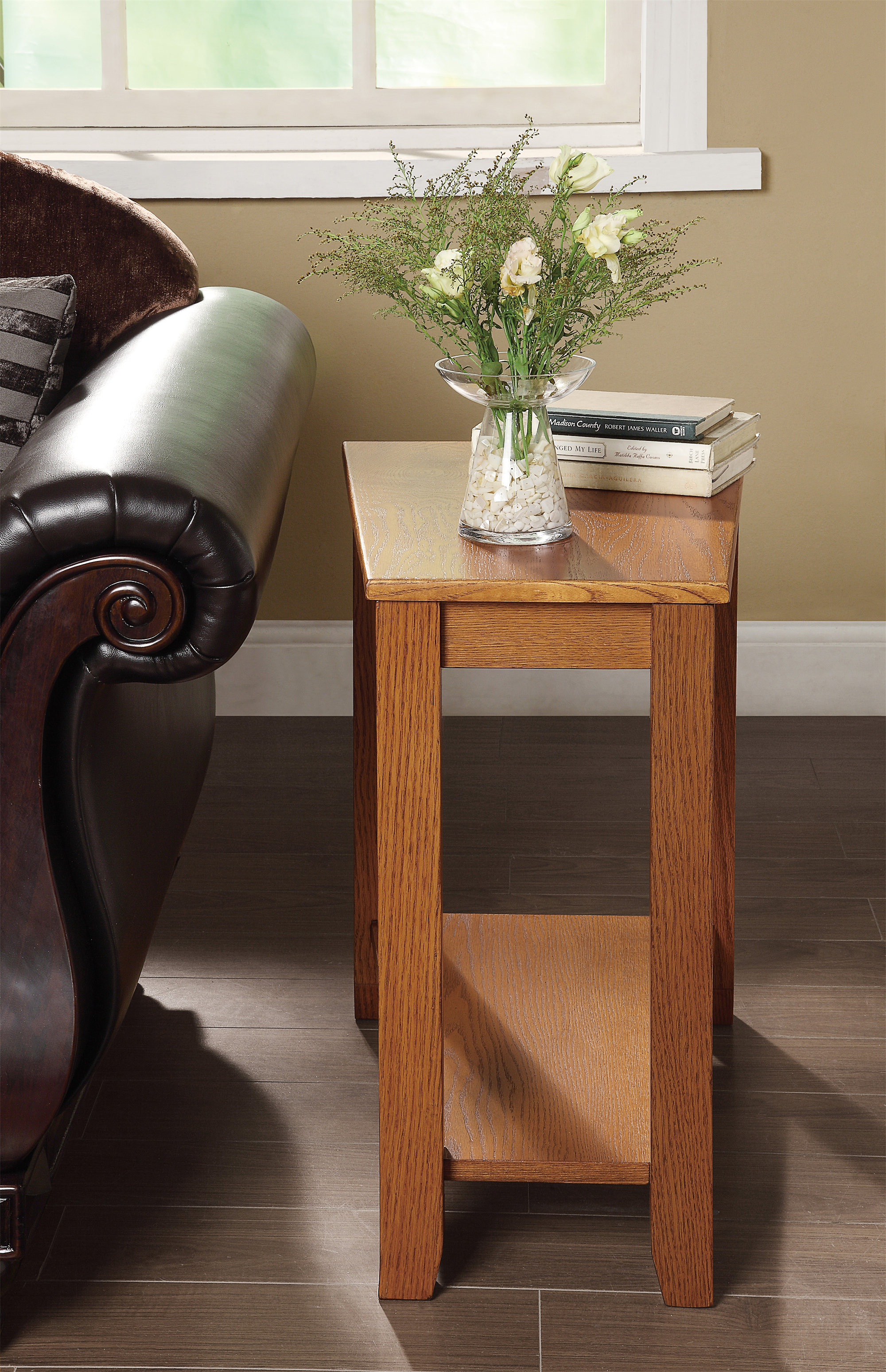 Winston Porter Contemporary Chairside Table With Lower Shelf Wedge ...