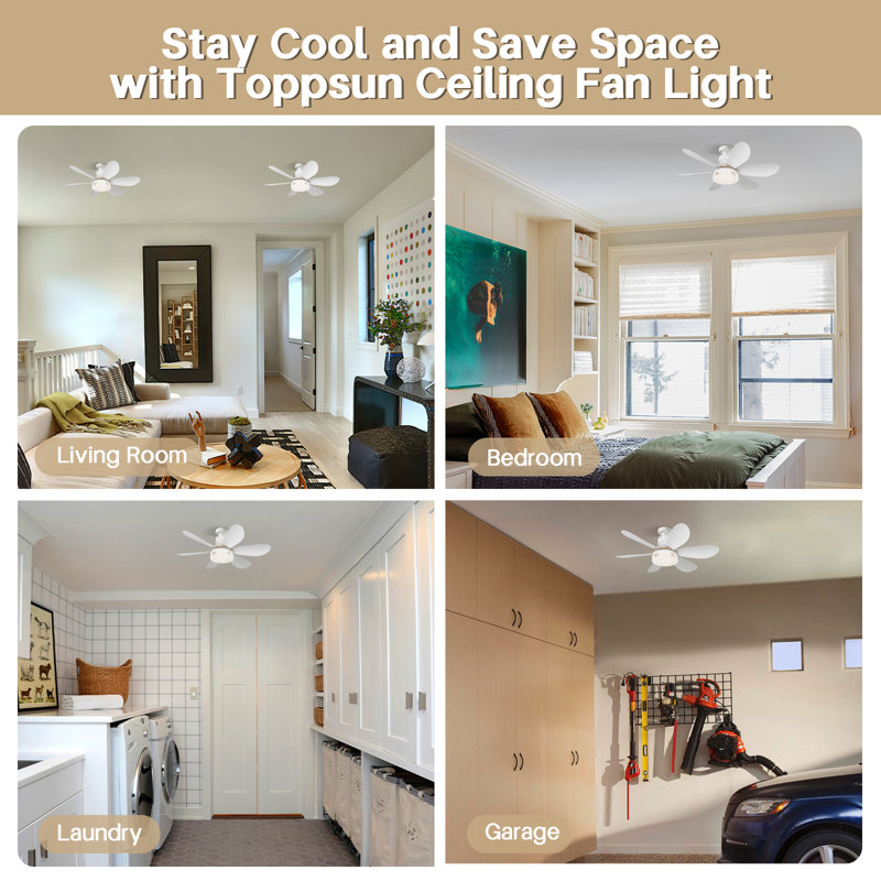 Ebern Designs Balcony E26 Socket Ceiling Fan With Light | Wayfair