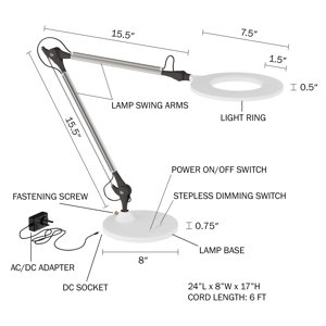 Symple Stuff Firth 41" LED Desk Lamp - Swing Arm Architect Lamp ...