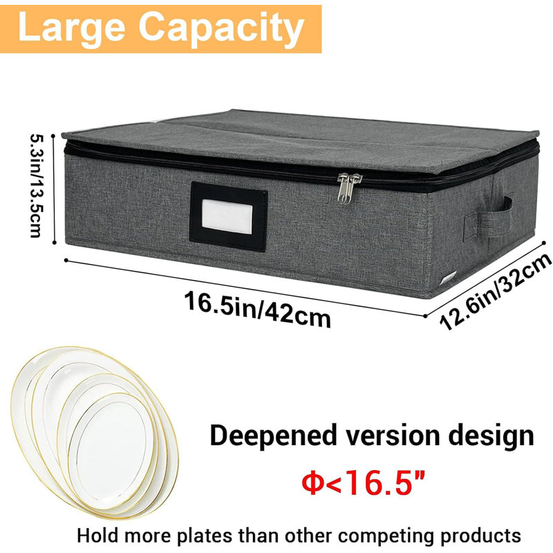 Passetas Fabric Dining Plates Storage with Felt Dividers Included | Wayfair