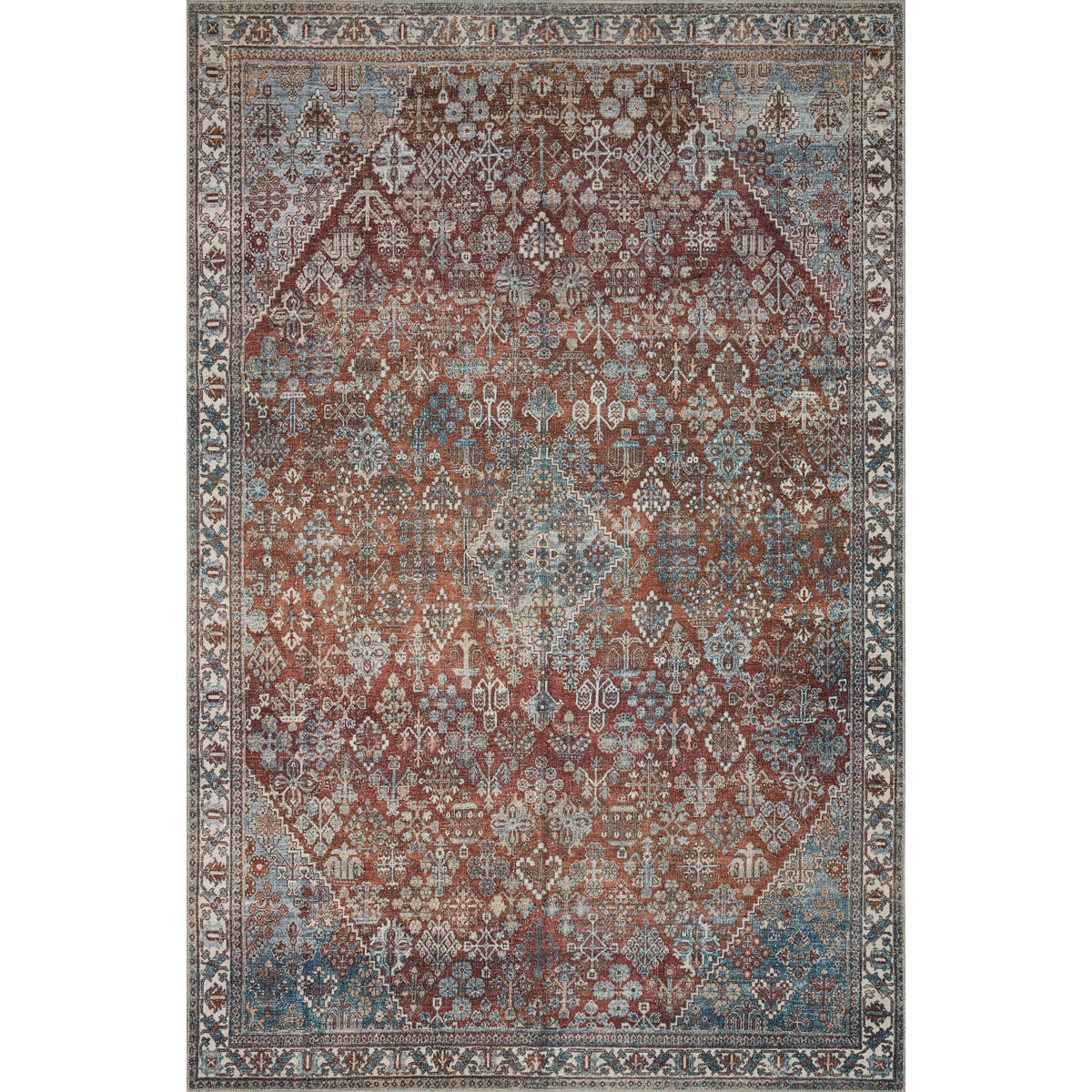 Magnolia Home by Joanna Gaines x Loloi Lenna Brick / Sky Area Rug ...