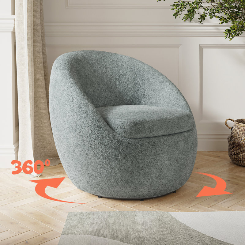 Wrought Studio Jaysaun Upholstered Swivel Barrel Chair & Reviews | Wayfair