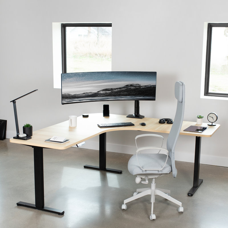 VIvo Height Adjustable L-Shape Standing Desk | Wayfair