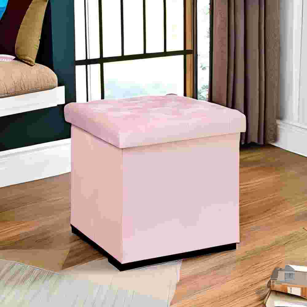 Mercer41 Storage Ottoman Cube, Velvet Tufted Folding Ottomans With Lid ...