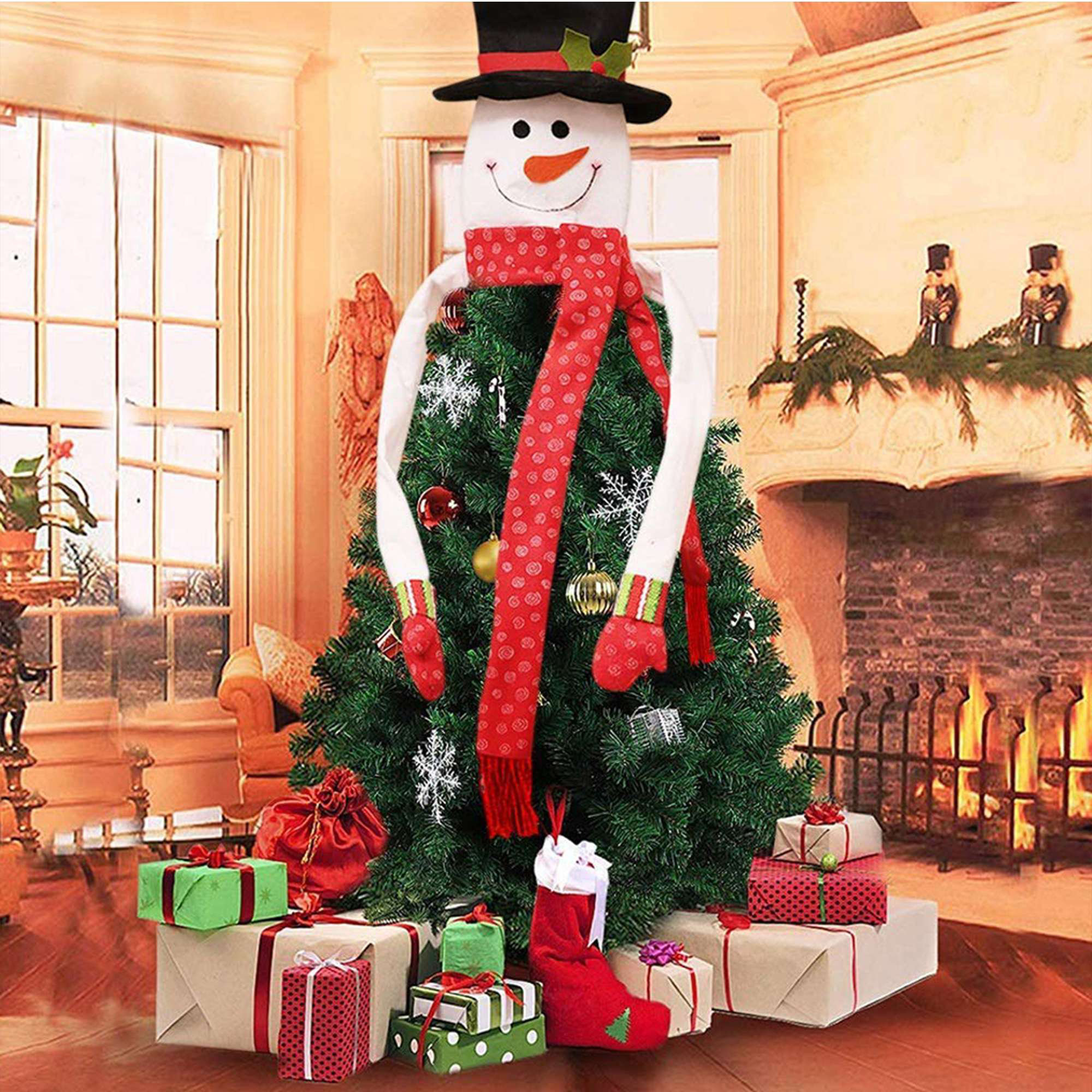 The Holiday Aisle® Christmas Tree Topper Snowman Hugger Xmas Tree ...