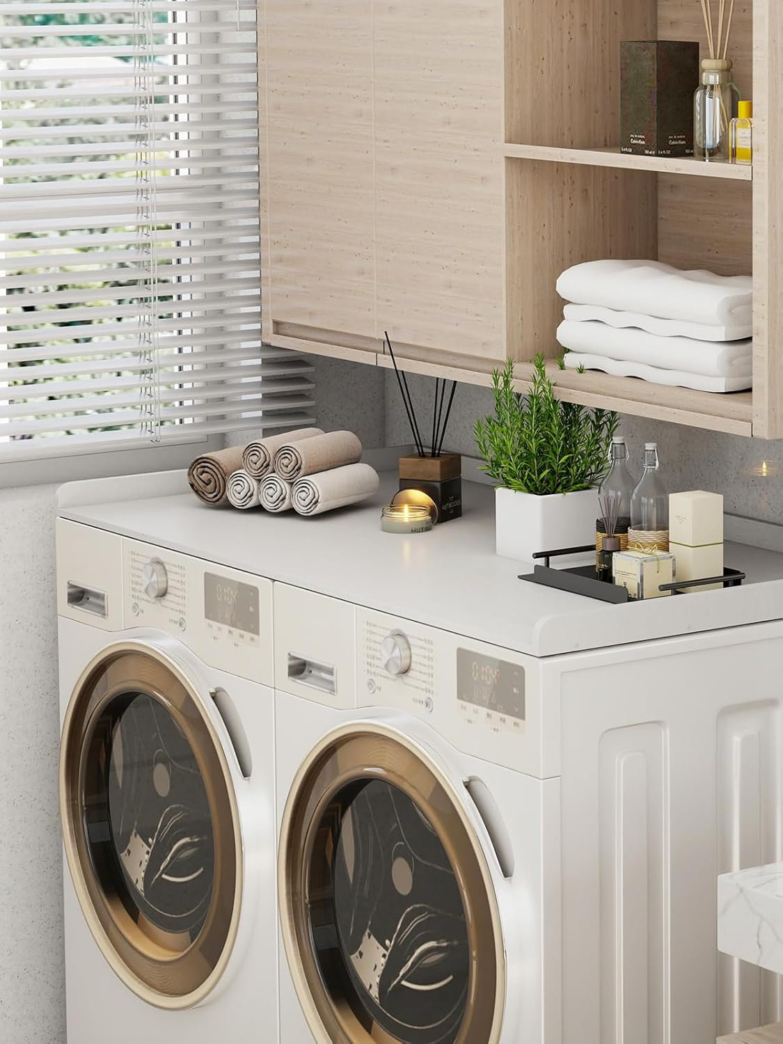 CHUANGWENYI Washer Dryer Countertop, Laundry Room Organization Shelf ...