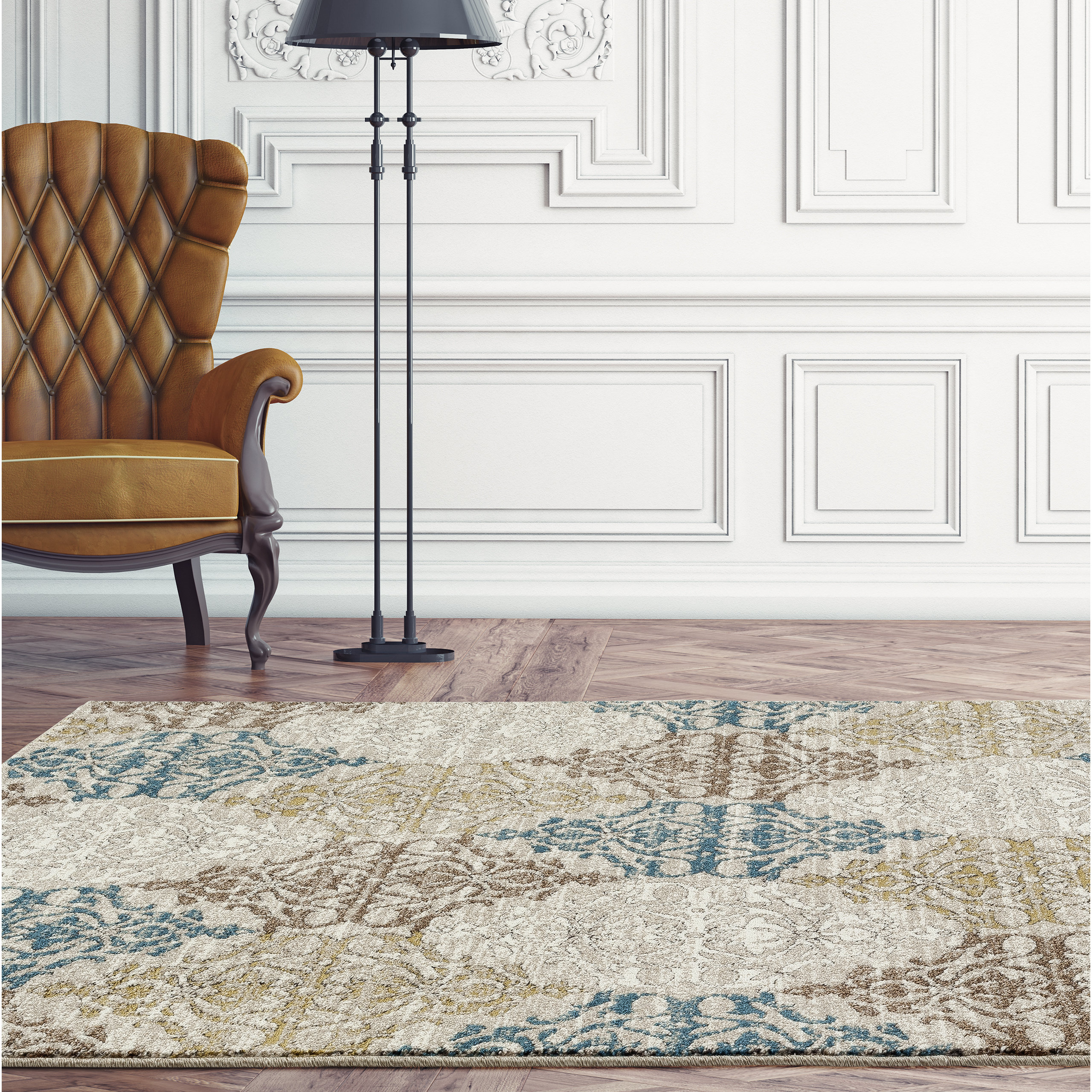 House of Hampton® Milne Floral Beige/Cream Indoor/Outdoor Area Rug ...