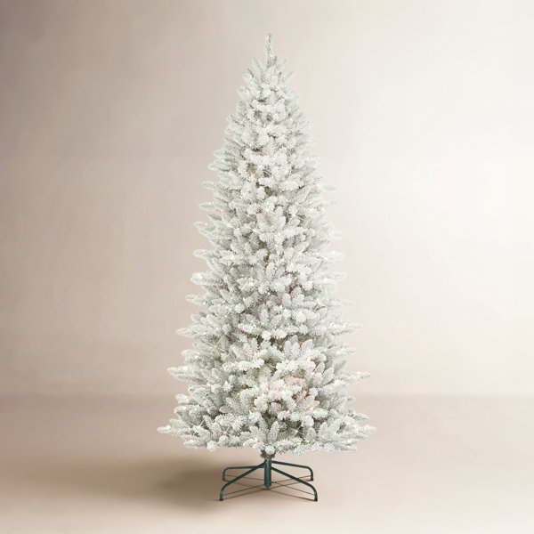 The Holiday Aisle® Slim Flocked Fraser 7.5' White/Green Fir Artificial ...