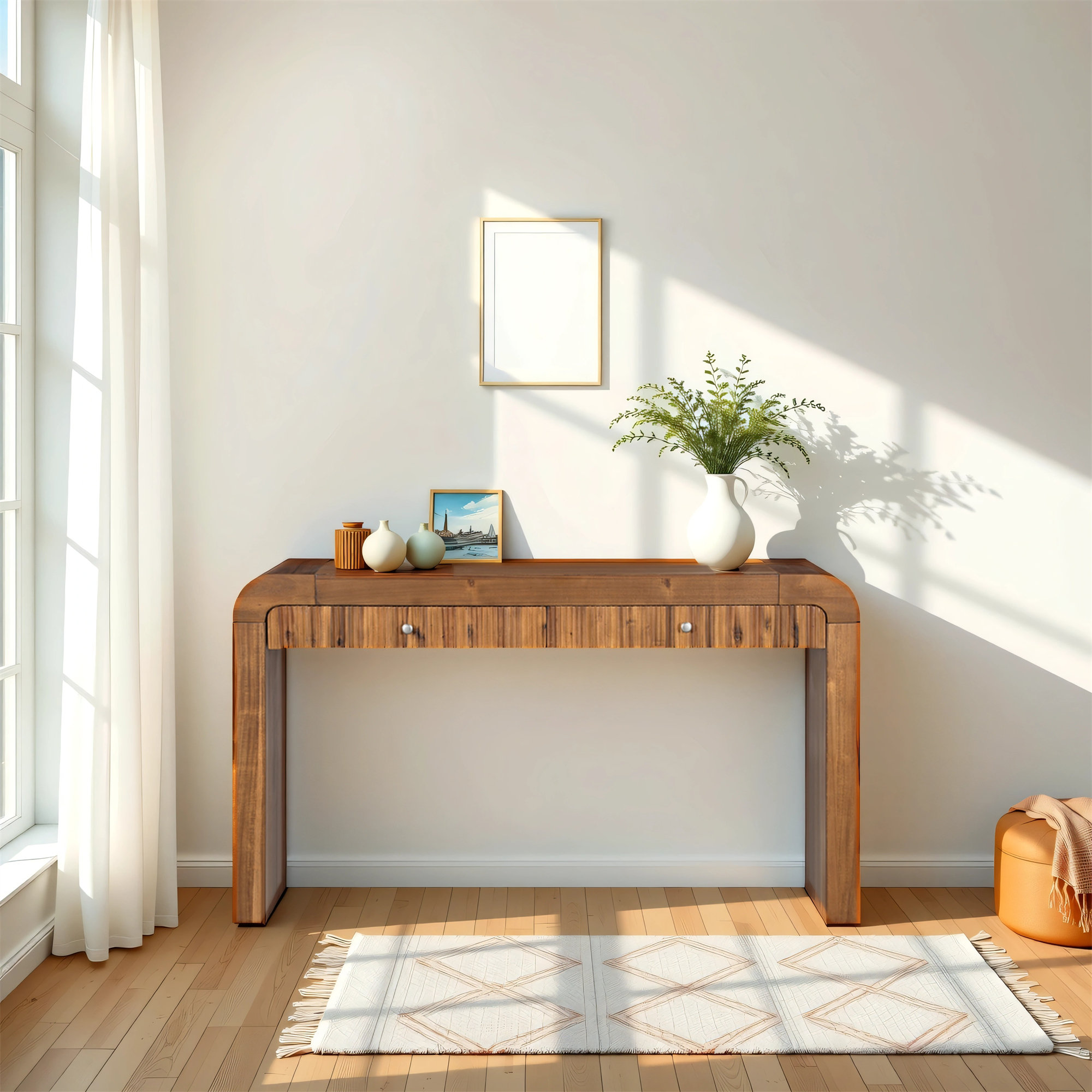 Latitude Run® Dresser Table With Fluted Drawers, Rustic Entryway Table ...
