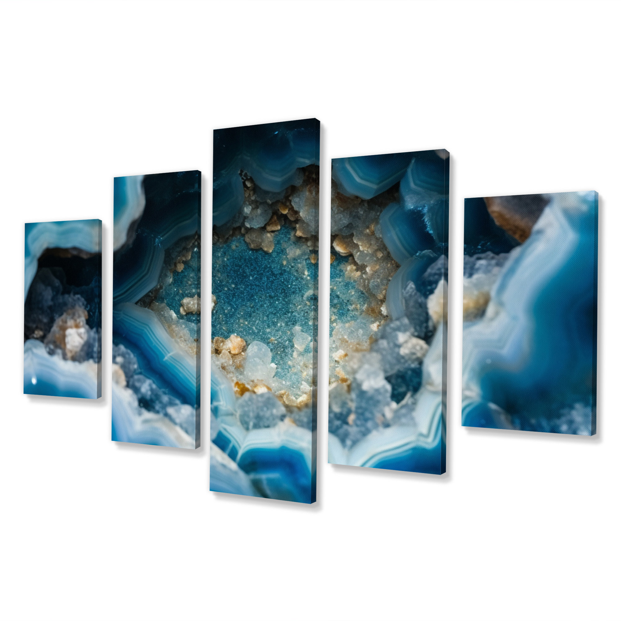 Design Art Geode Gems I - Stone Geode Wall Decor - 5 Panels | Wayfair