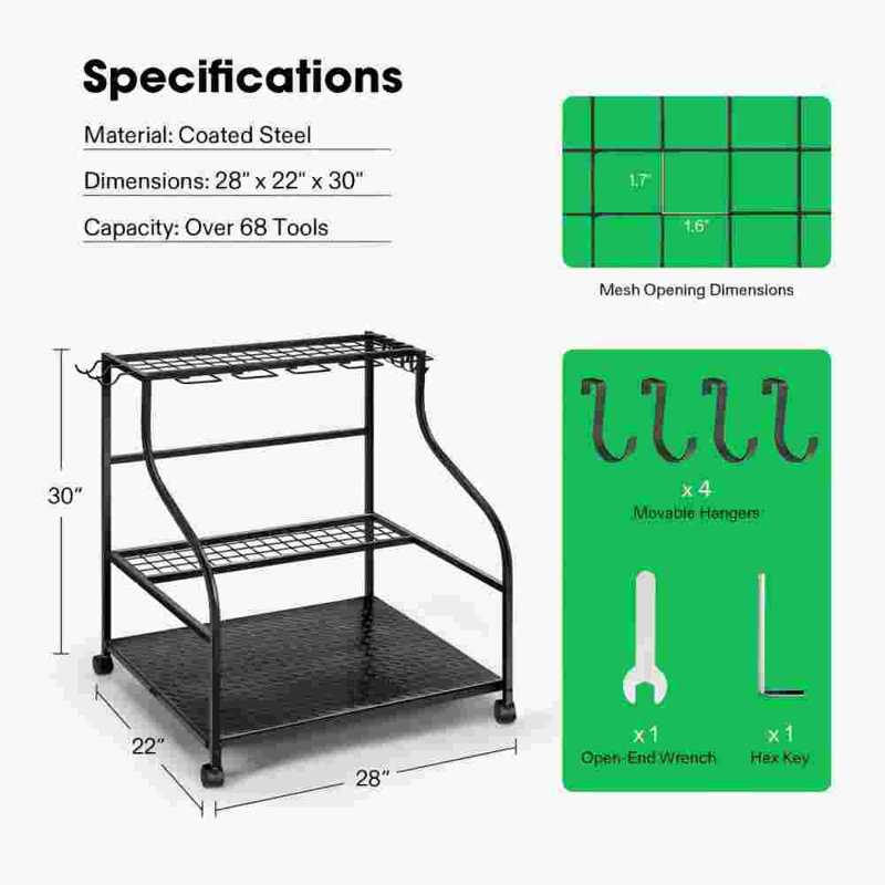 LOVE YOUR BATH LLC Heavy Duty Steel Garden Tool Organizer With Wheels ...