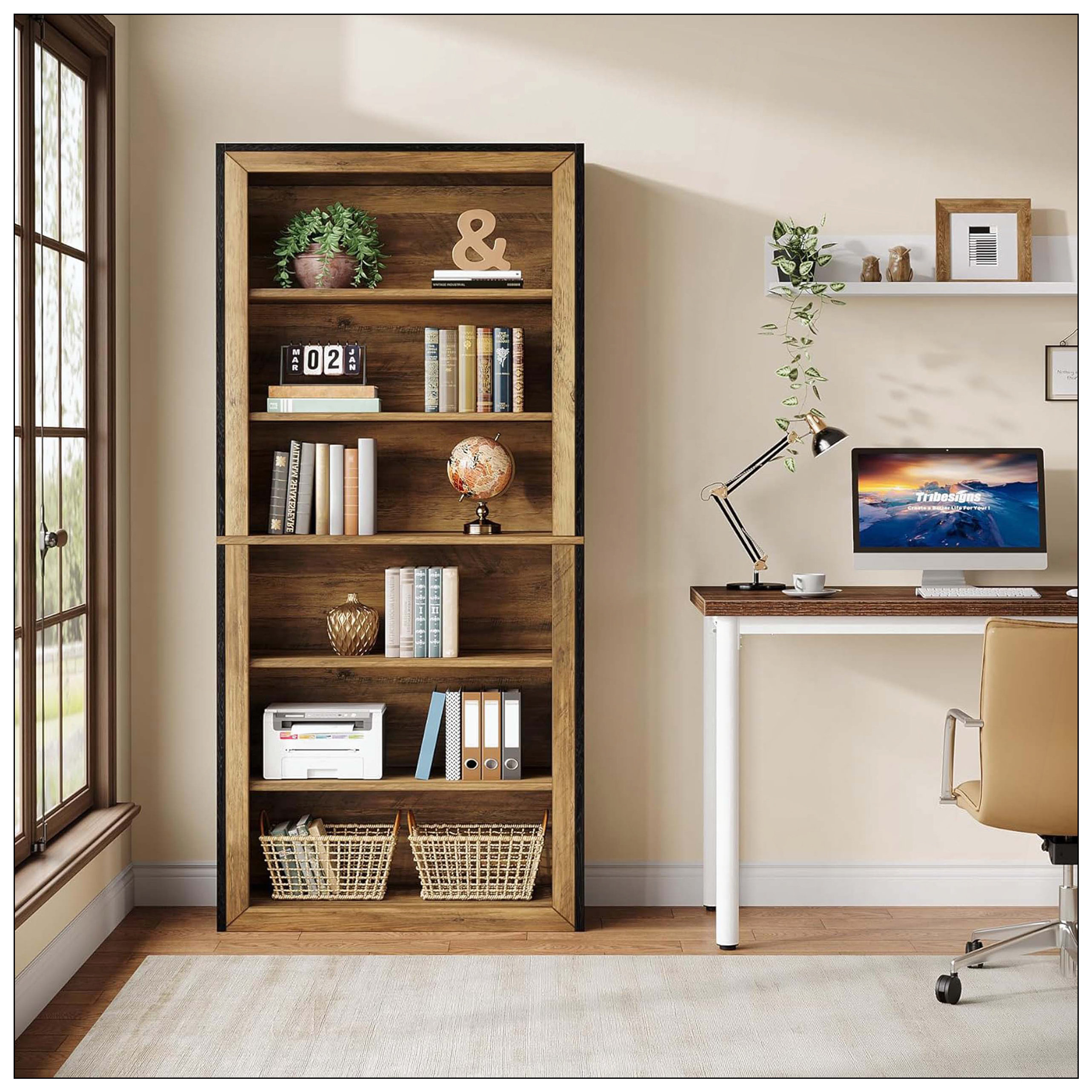 Hokku Designs 7-Tier Vintage Open Bookshelf Multi-Space Storage | Wayfair