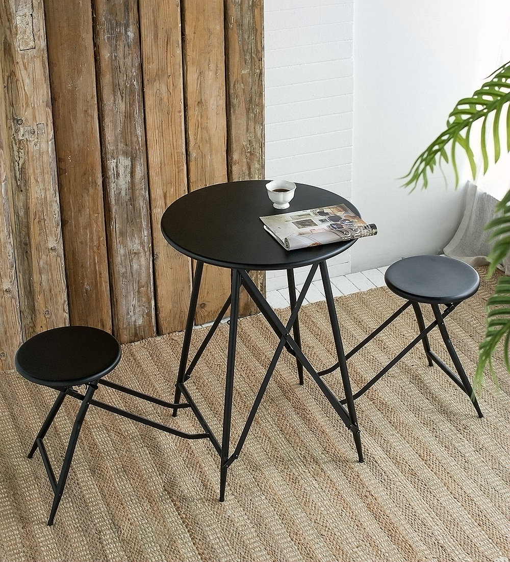 junzc 60.83X24x32.3" Black Stowable Side Table And Two Seats | Wayfair