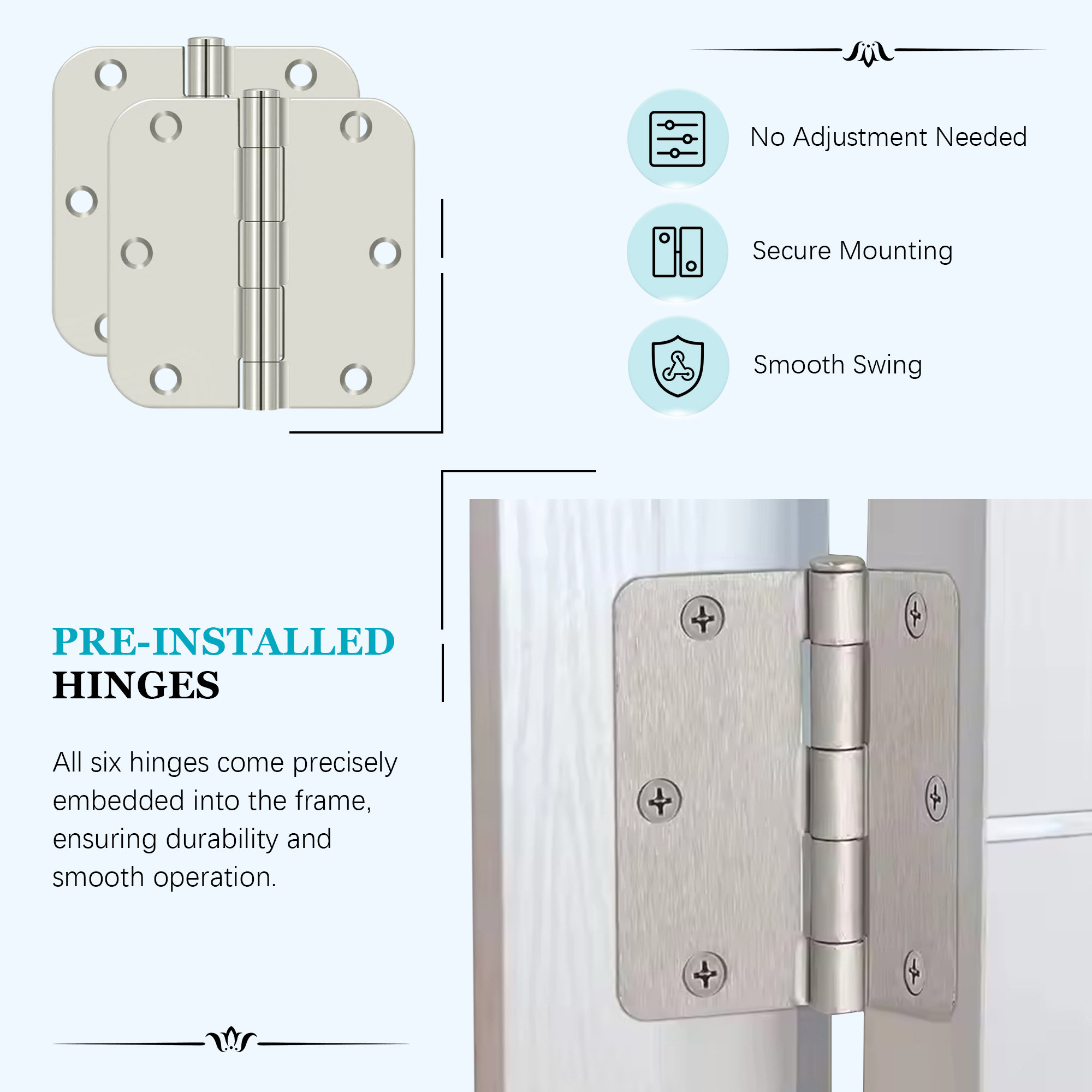 DOOOLI 1 Lite Frosted Glass Interior Double Door – MDF White Door Slabs ...
