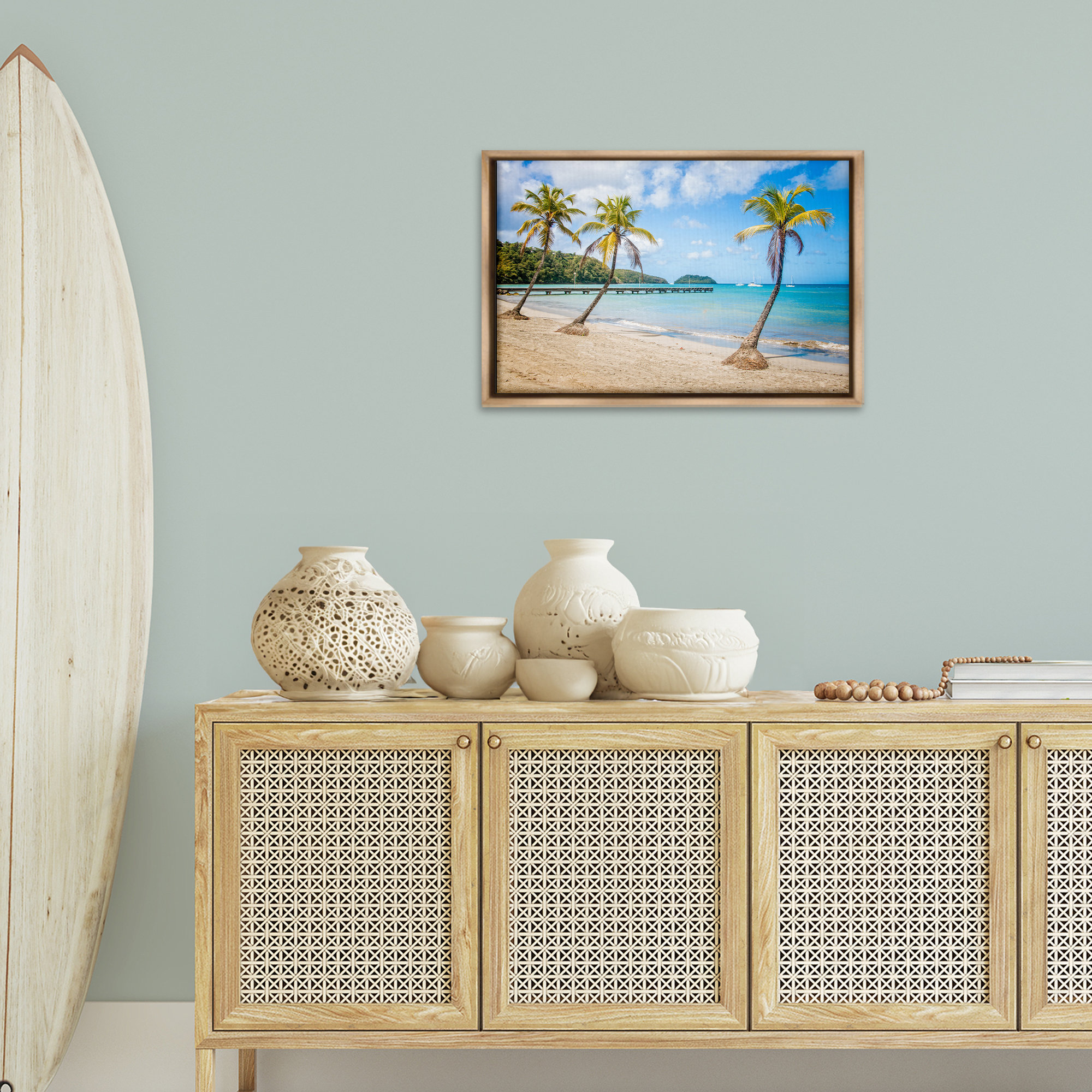 Bay Isle Home™ Tropical Palm Tree Trio Gold Framed Floater Canvas by ...