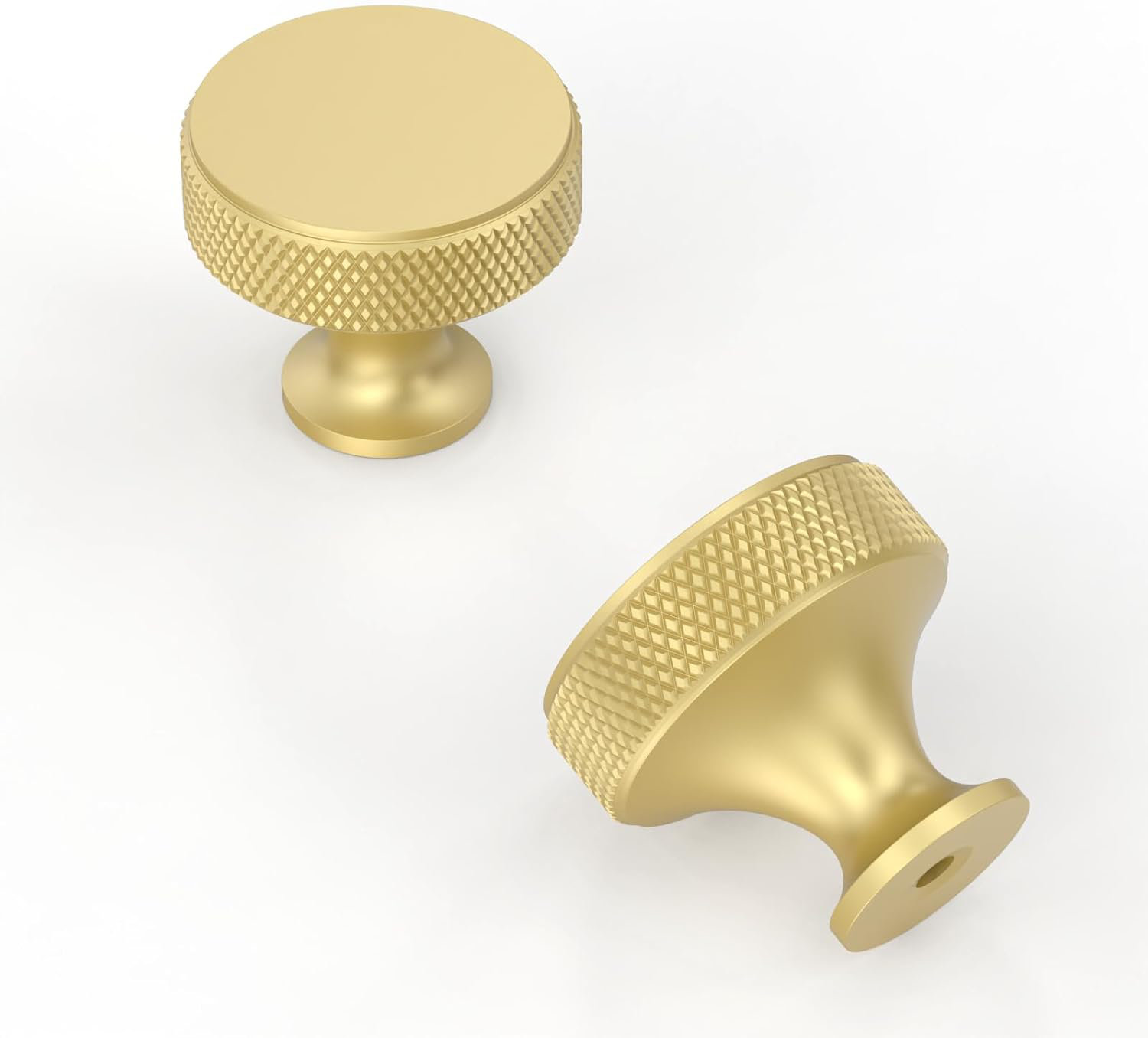 Amzico Brushed Gold Cabinet Knobs With Knurled Texture For Kitchen ...