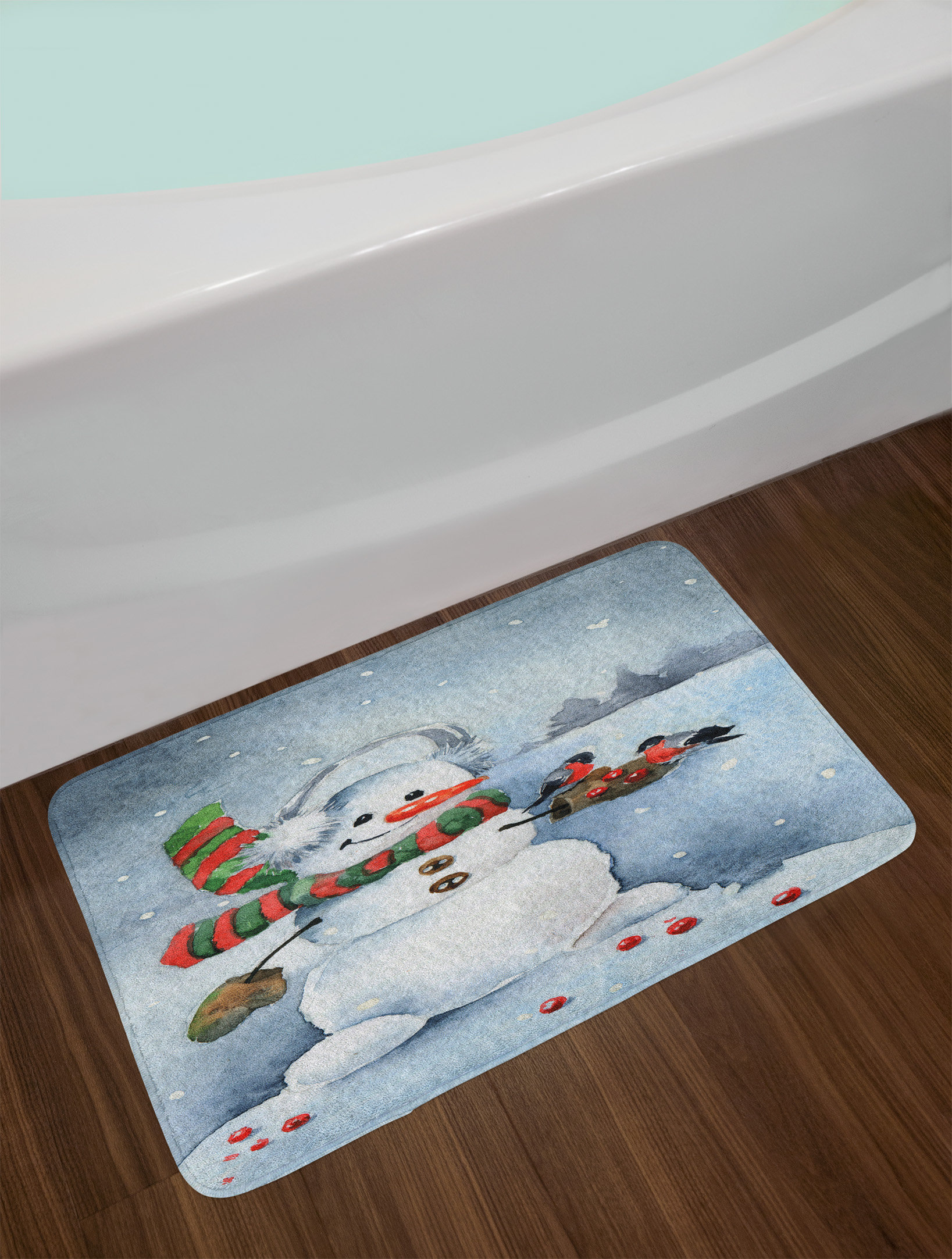 Ambesonne Watercolor Snowman Bath Rug | Wayfair