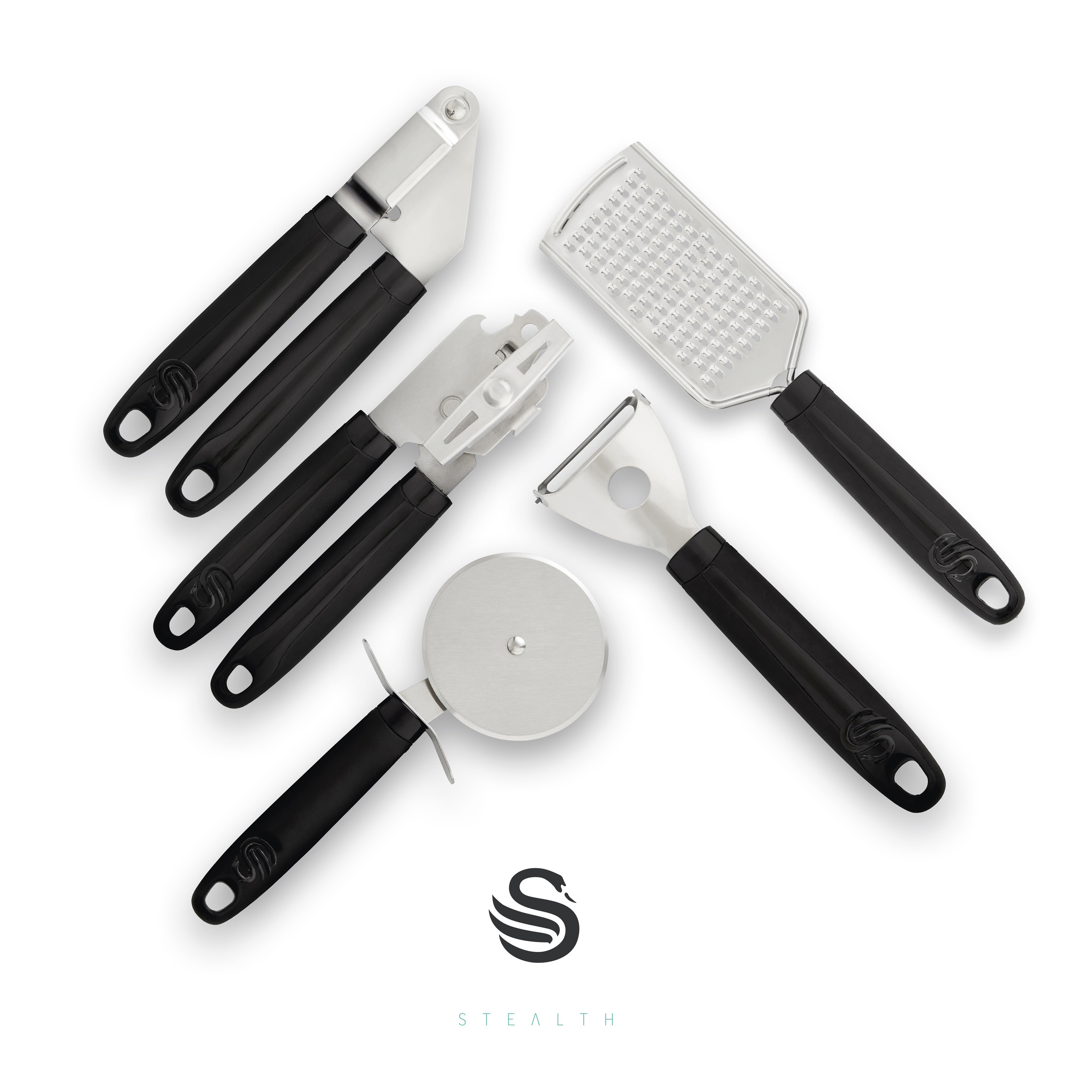 Swan SWKA61012 Stealth 5 Piece Stainless Steel Gadget Set, Pizza Cutter ...