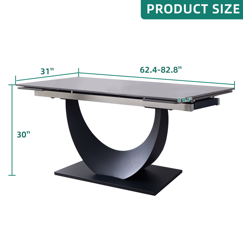Ivy Bronx The 62"-86"W Luxurious Marble Extendable Dining Table With ...