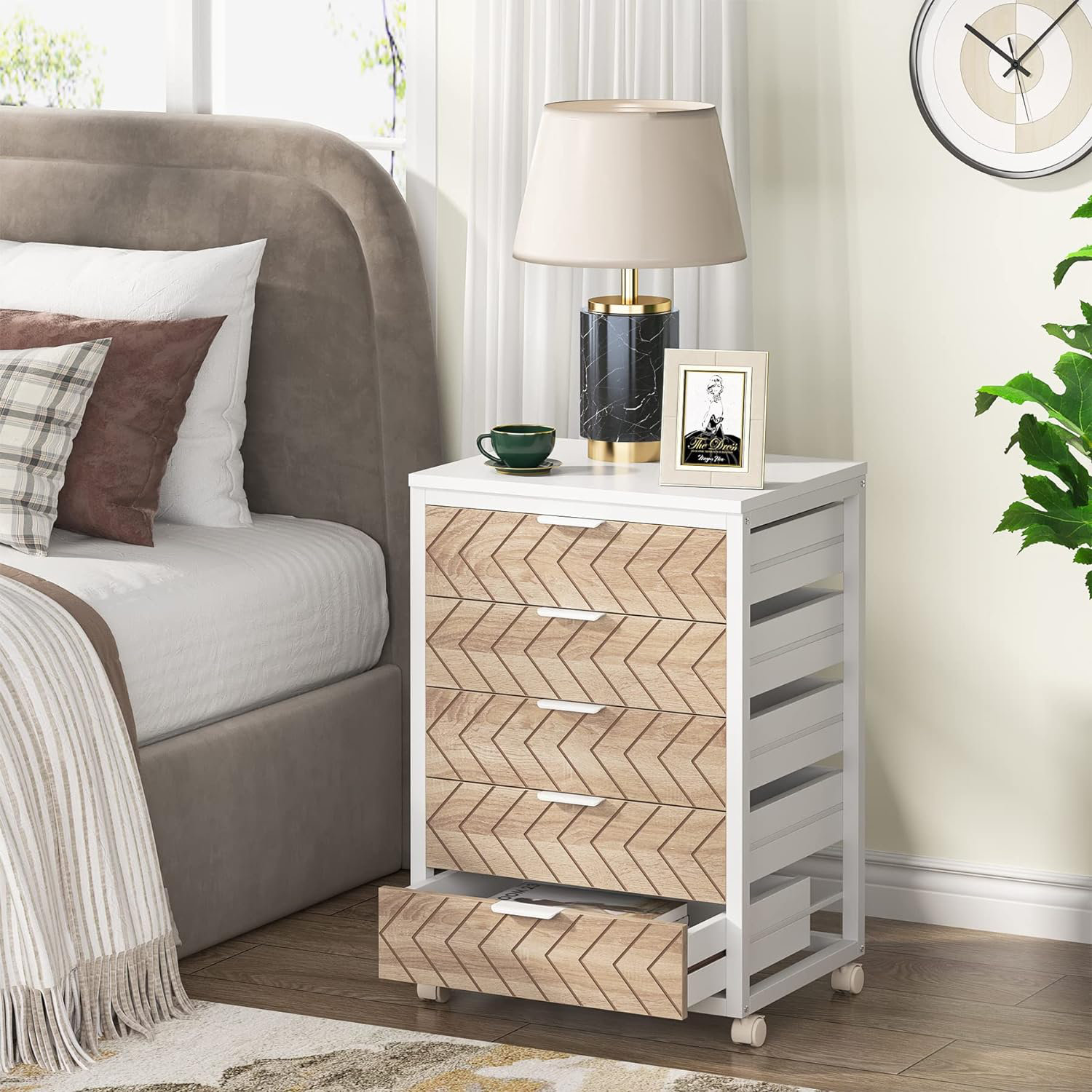 Bayou Breeze Bertena 5 Drawer Storage Drawer with Locking Wheels ...