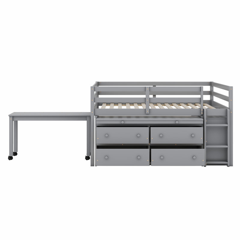 Lark Manor™ Loft Bed With Retractable Writing Desk And 4 Drawers, Loft ...