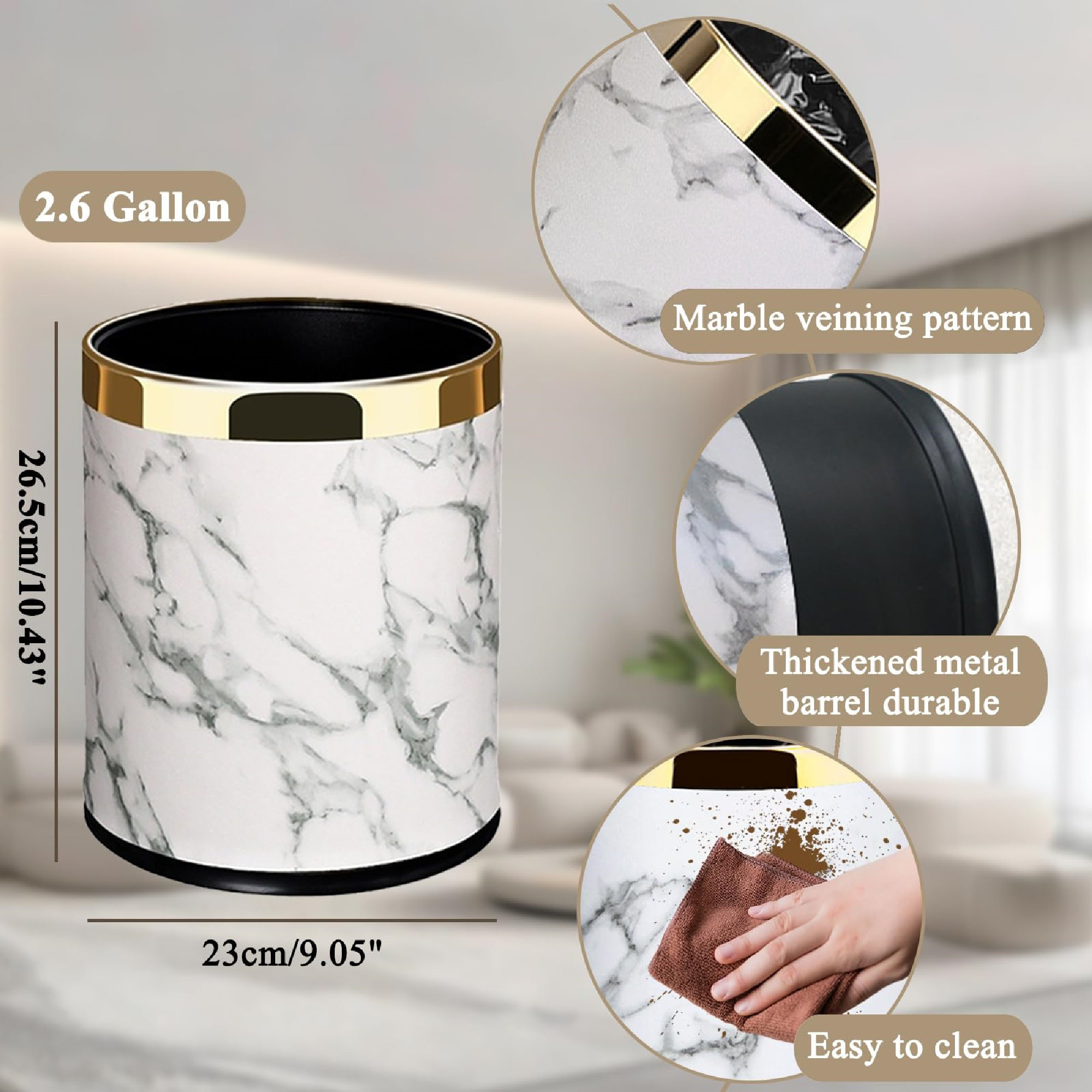 INTEGATOIC LLC Double-Wall Metal Trash Bin With Magnetic Bag ...