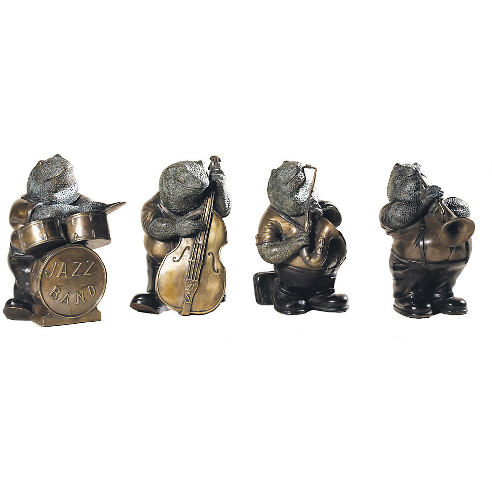 Maitland-Smith 4 Piece Antique Brass Frog Band Figurine Set | Wayfair