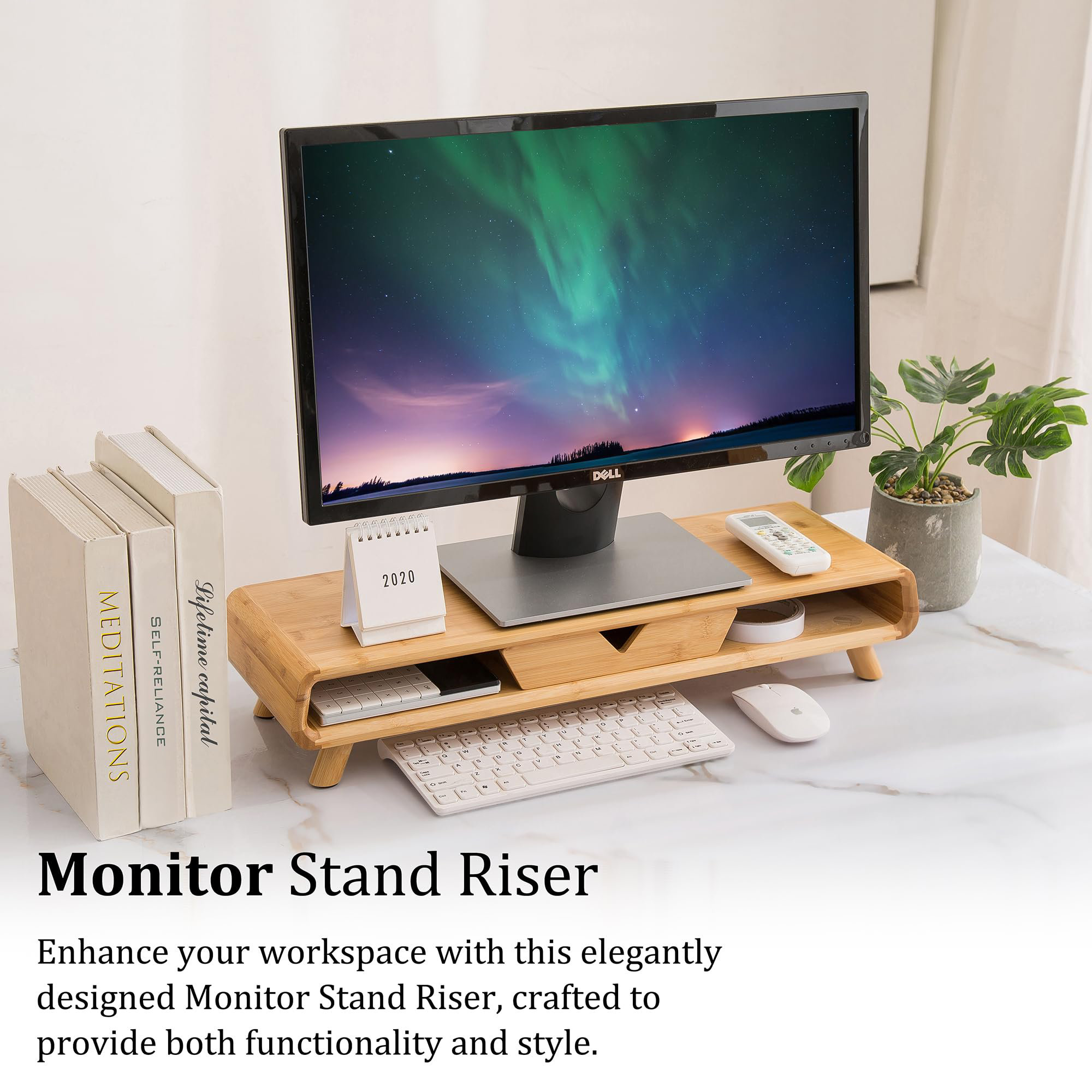 Latitude Run® Bamboo Monitor Stand Riser, No Assembly Required ...