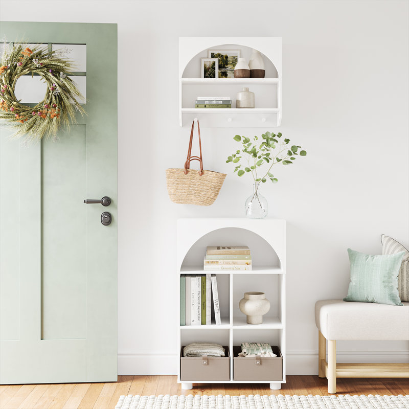 Ebern Designs Bronson 23 In. 4 Cubby Storage Cabinet – White | Wayfair