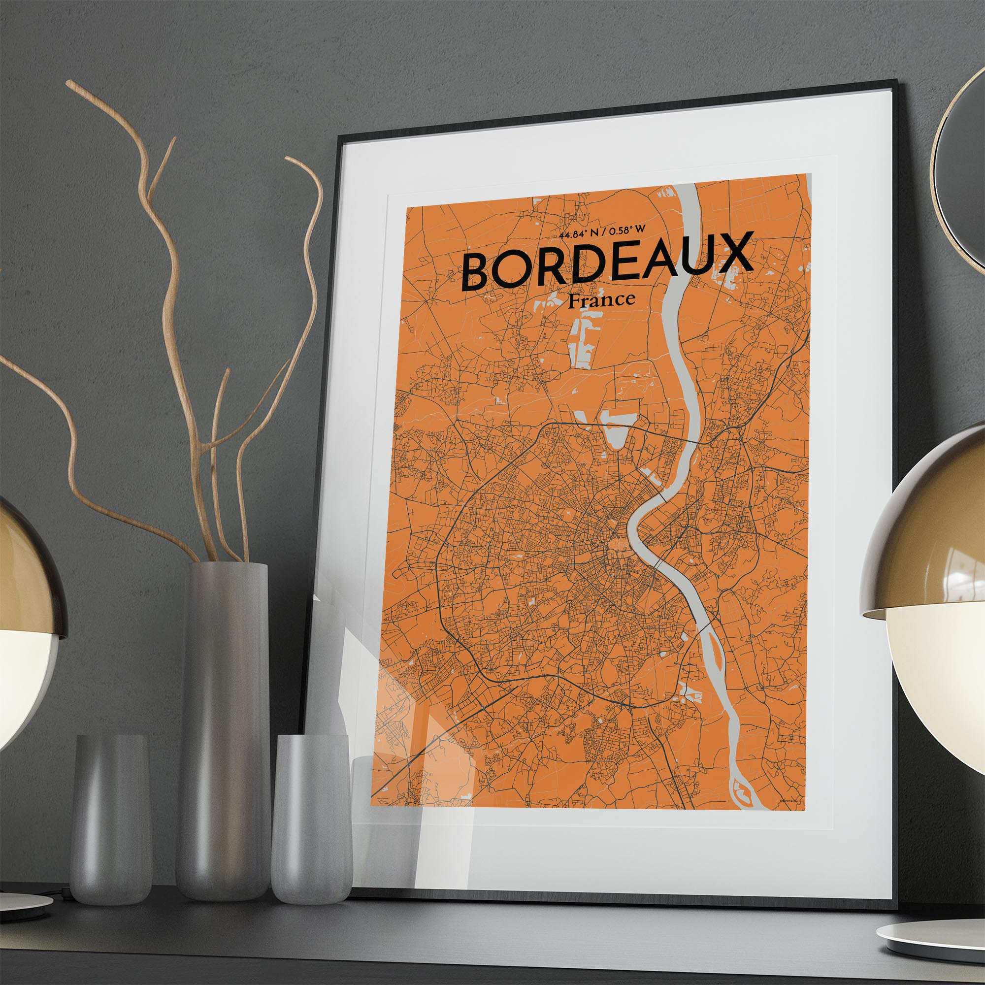 17 Stories Bordeaux City Map Graphic Art In Oranje - Wayfair Canada