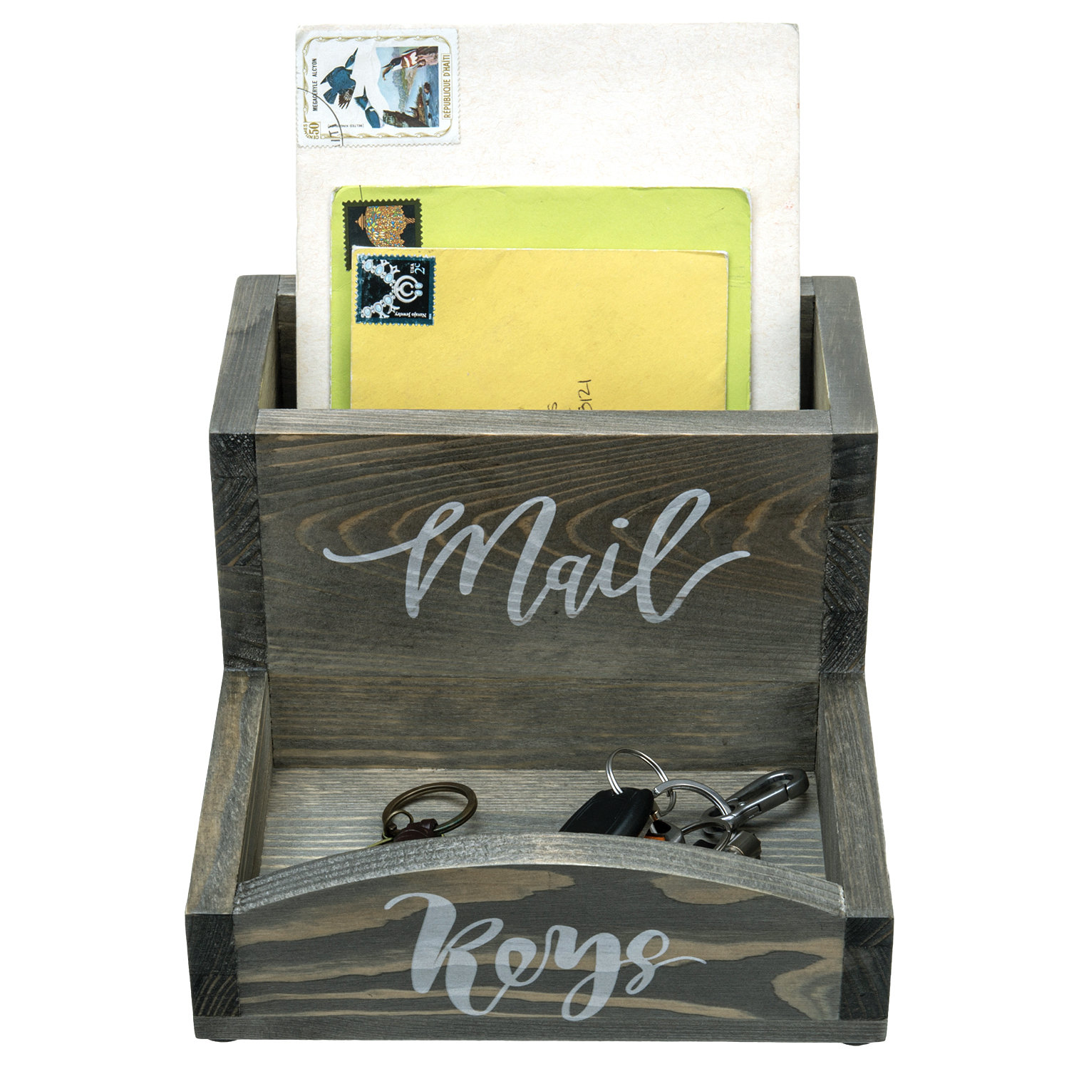 Gracie Oaks Azavion 2-Slot Wood Desktop Mail Organizer | Wayfair