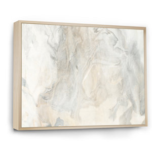 Wrought Studio™ Fluid Art Waves In Shades Of Cream III - Floater Frame ...