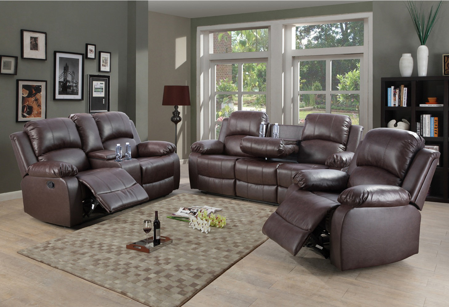 Latitude Run® Vesada 3-Piece Faux Leather Reclining Living Room Set ...