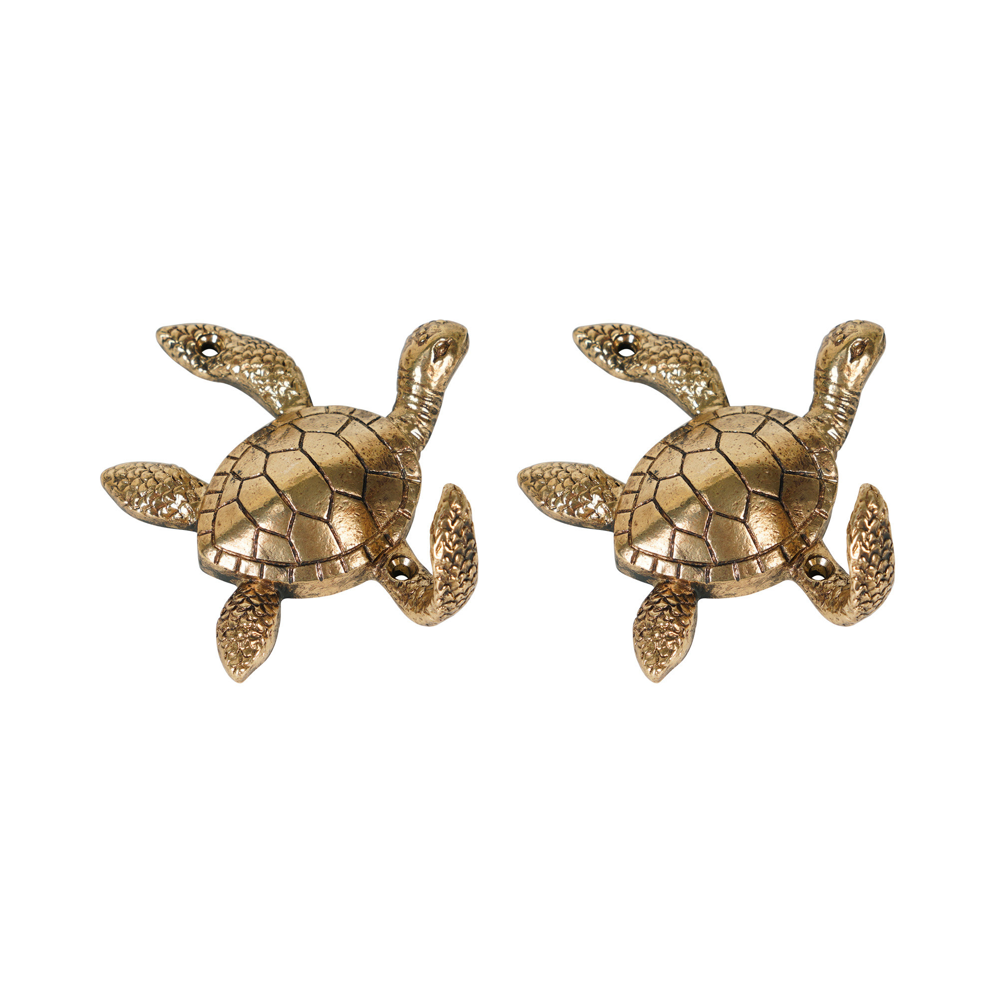 Winston Porter 2 Piece Metal Gold Sea Turtle Wall Mounted Over The Door ...
