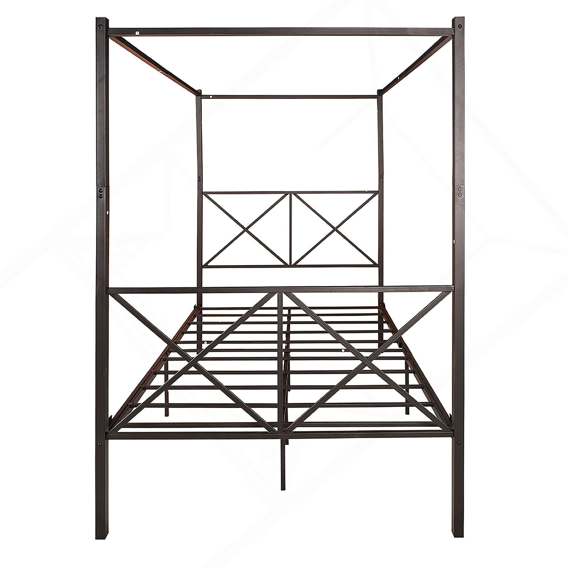 Gracie Oaks Metal Canopy Bed Frame, Platform Bed Frame with X Shaped ...
