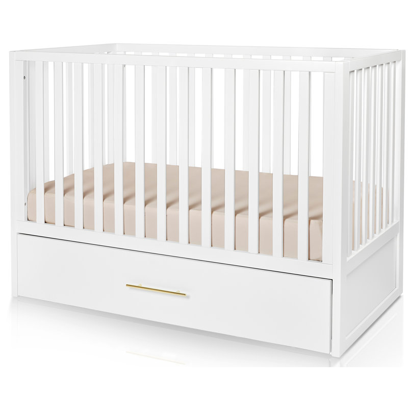 Roca 3-in-1 Convertible Crib with Trundle, Toddler Bed, Daybed, White ...