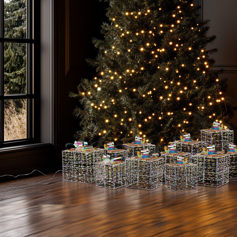 The Holiday Aisle® 3pcs Lighted Iridescent Gift Boxes Christmas ...