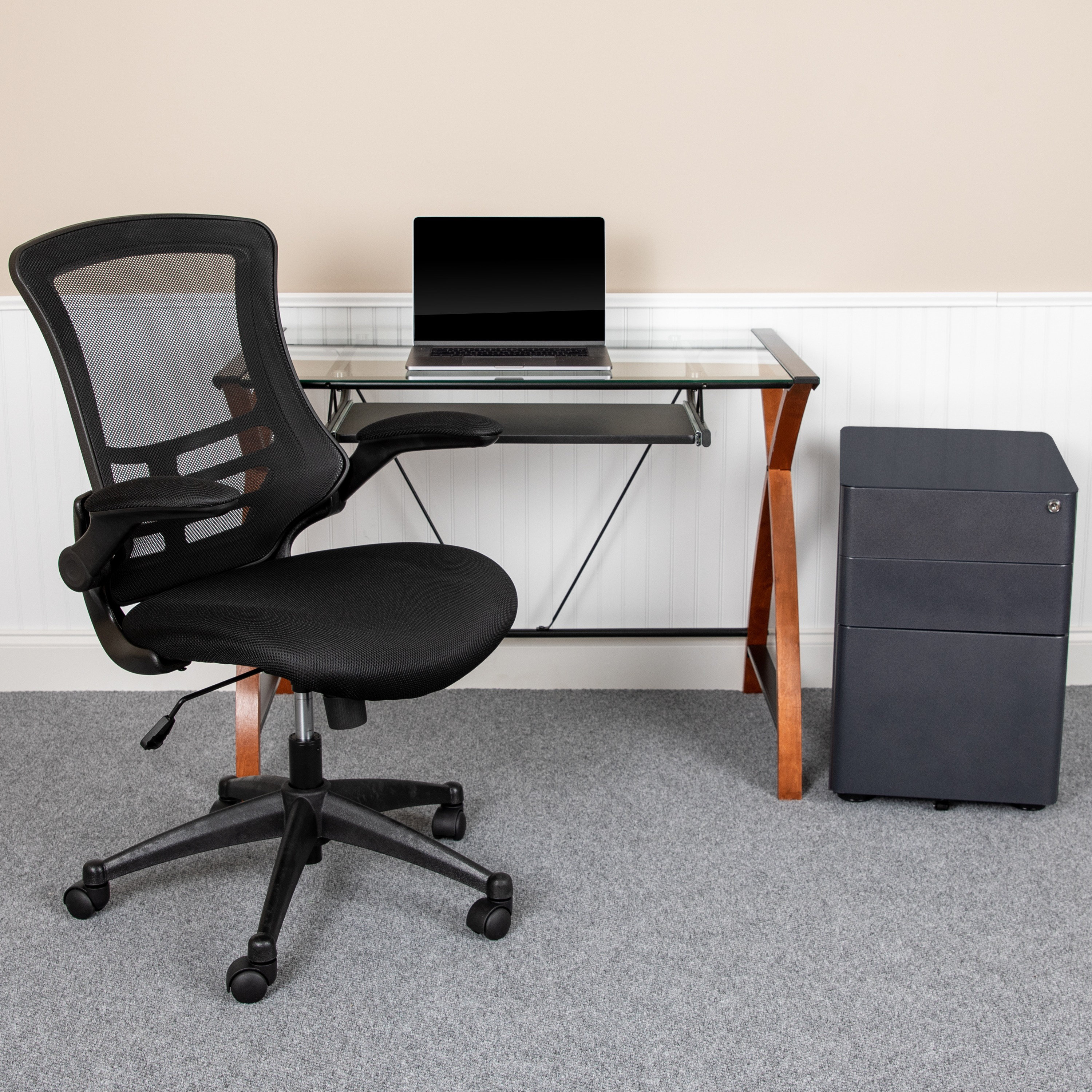 Symple Stuff Berezinsky Ergonomic Desk, Chair and Filing Cabinet 3 ...