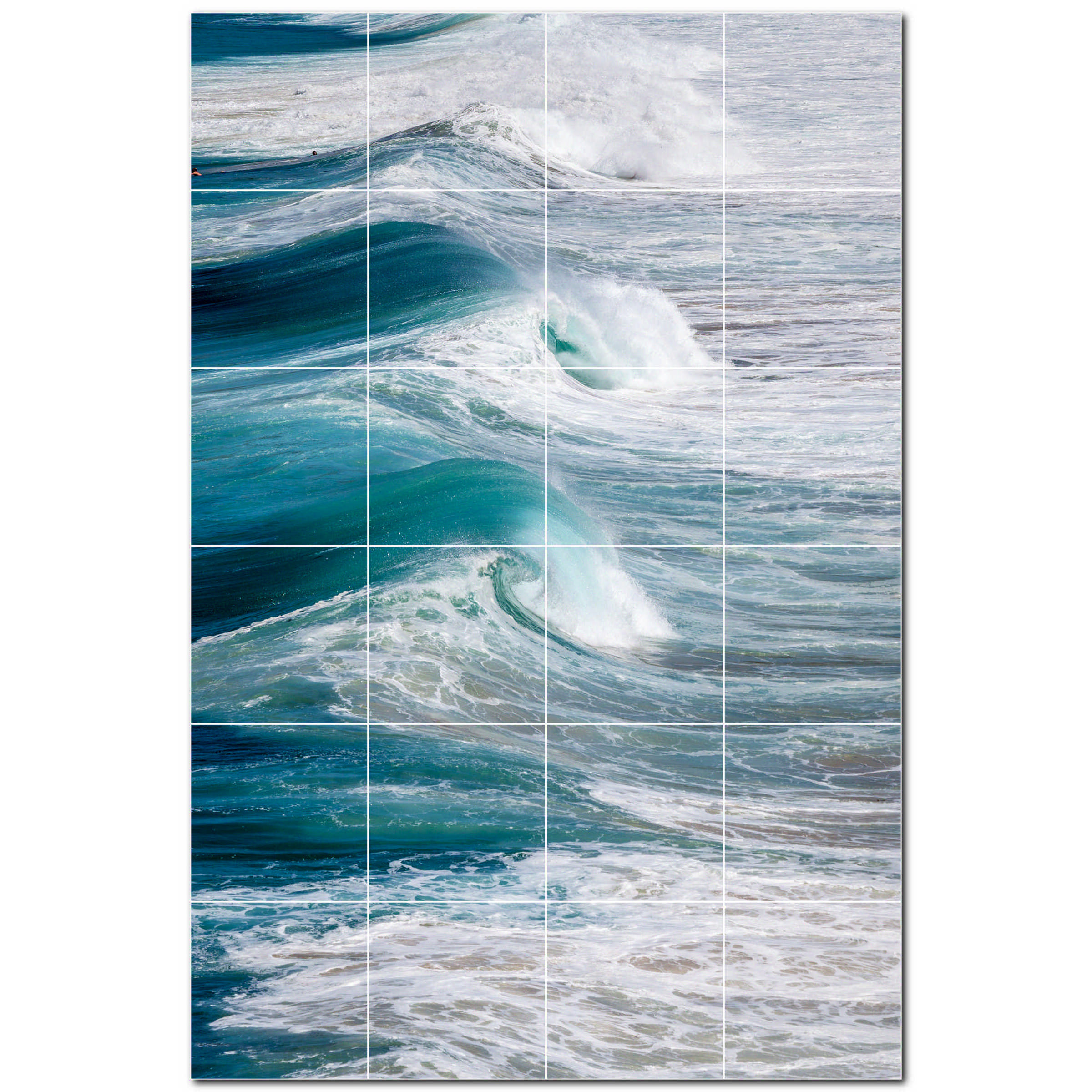 Picture-Tiles.com 17" x 25.5" Ceramic Waves Photo Decorative Mural Tile ...