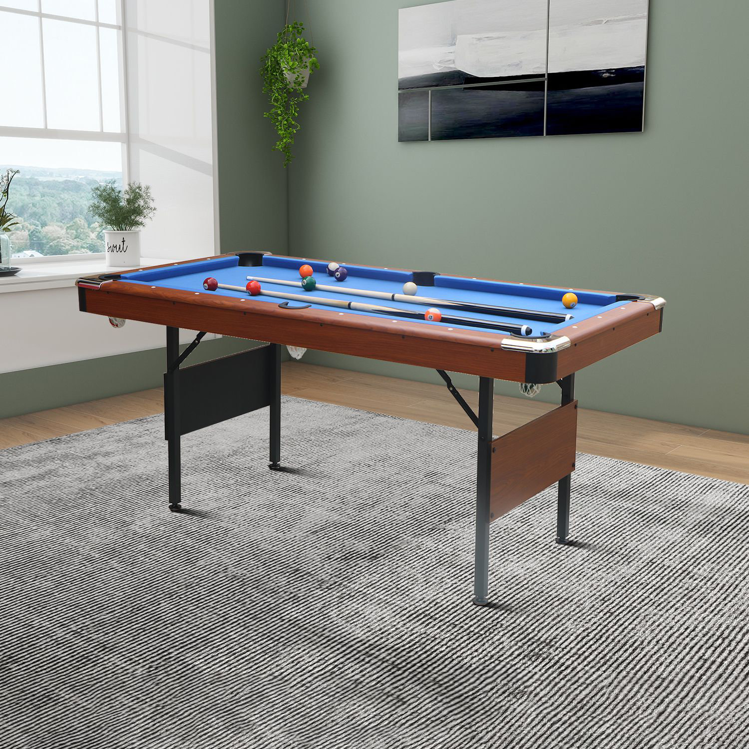 Knlnny Ware Modern entertainment pool table with metal legs and ...