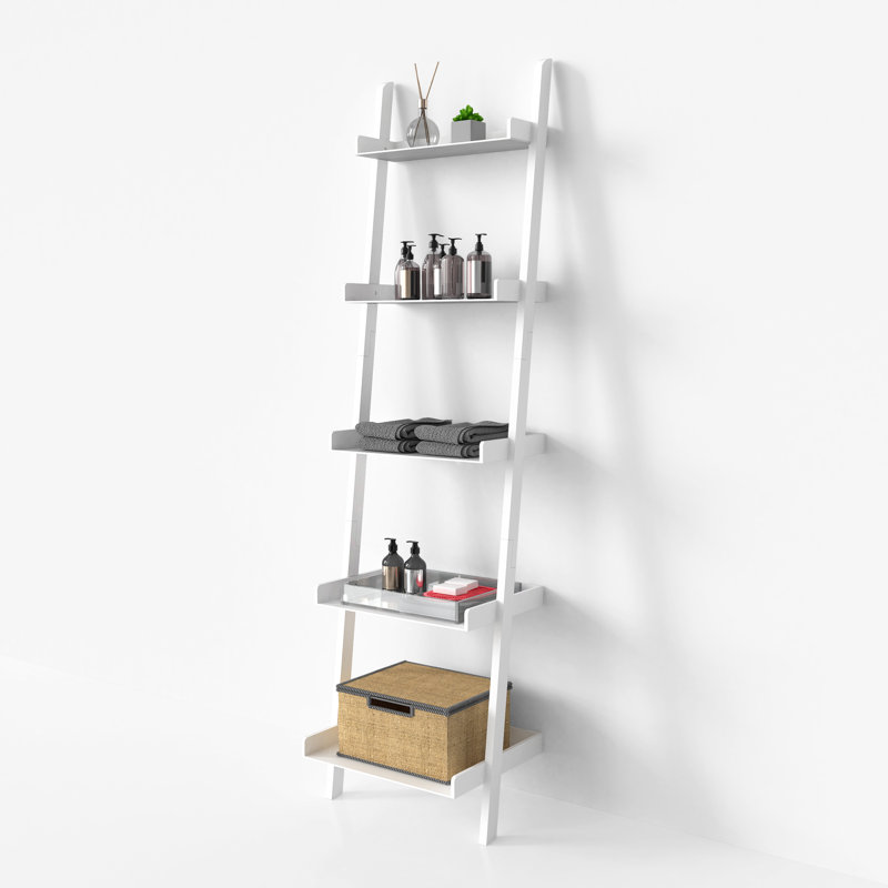 Ballucci Lado 5-Tier 67" H x 18" W Wood Leaning Ladder Bookcase ...