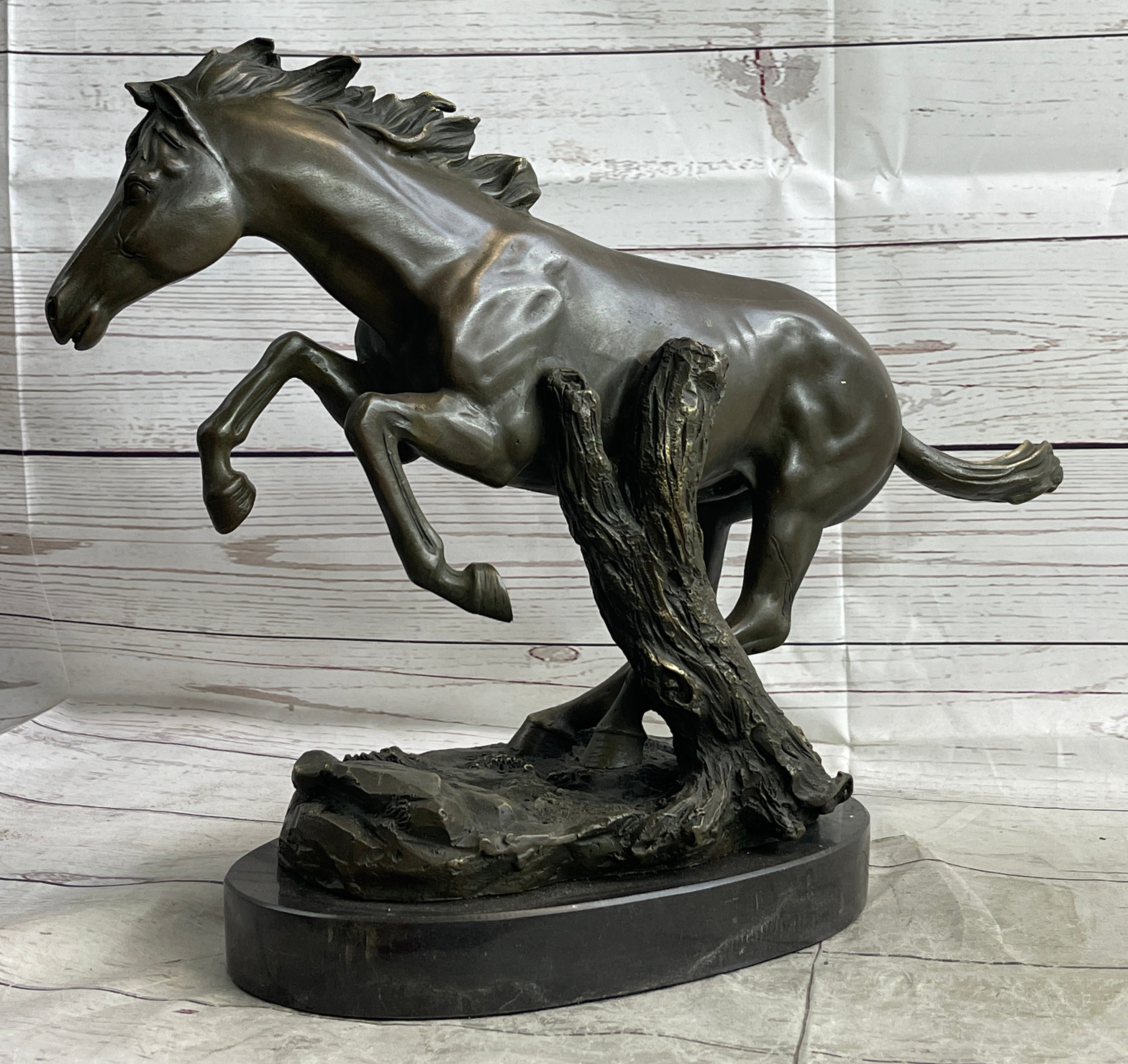 Canora Grey Running Galloping Wild Horse Mustang Bronze Sculpture ...