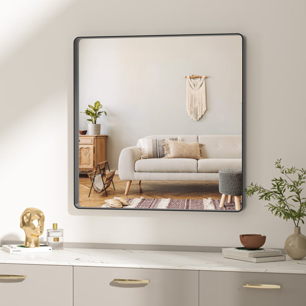 Ebern Designs Black Accent Mirror High-Strength Tempered Glass and ...