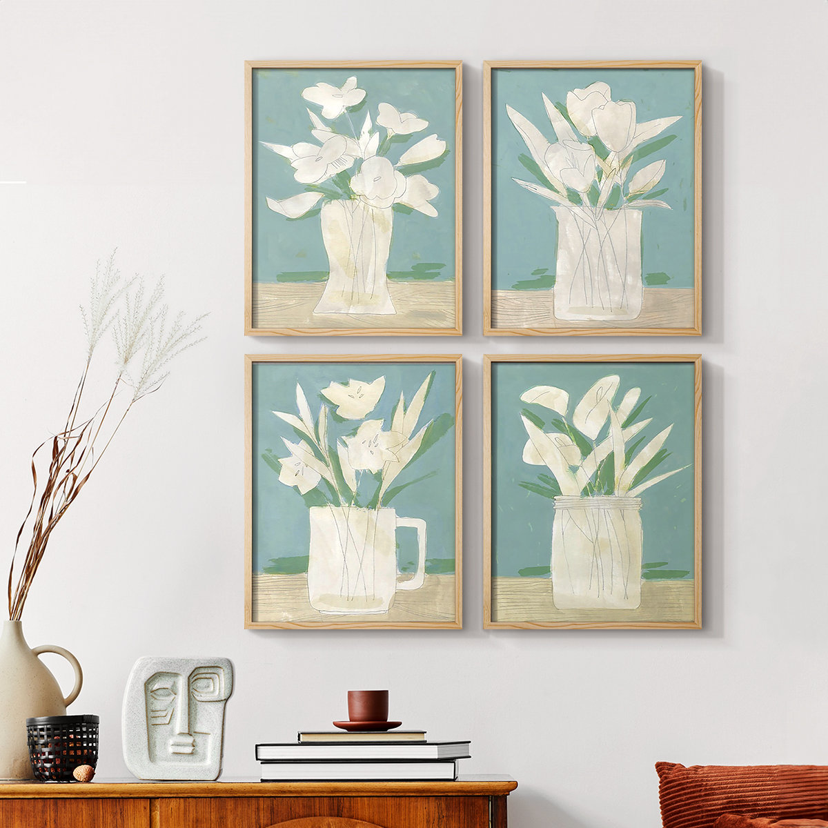 Winston Porter Muted Spring Arrangement I Framed Print - Set of 4 | Wayfair