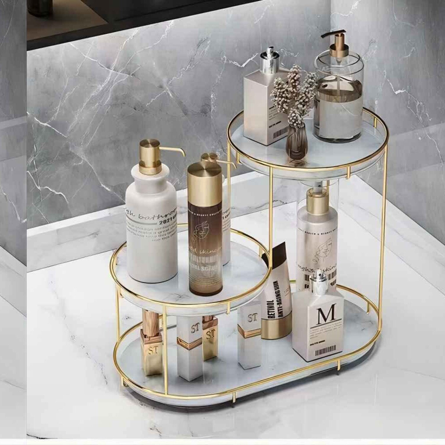Everly Quinn Tri-Tier Vanity Organizer: Large Capacity Bathroom ...