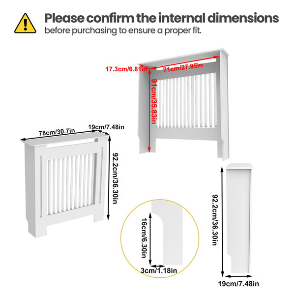 LUVODI Tall Slatted Radiator Cover Heating Heater Vertical Cabinet ...