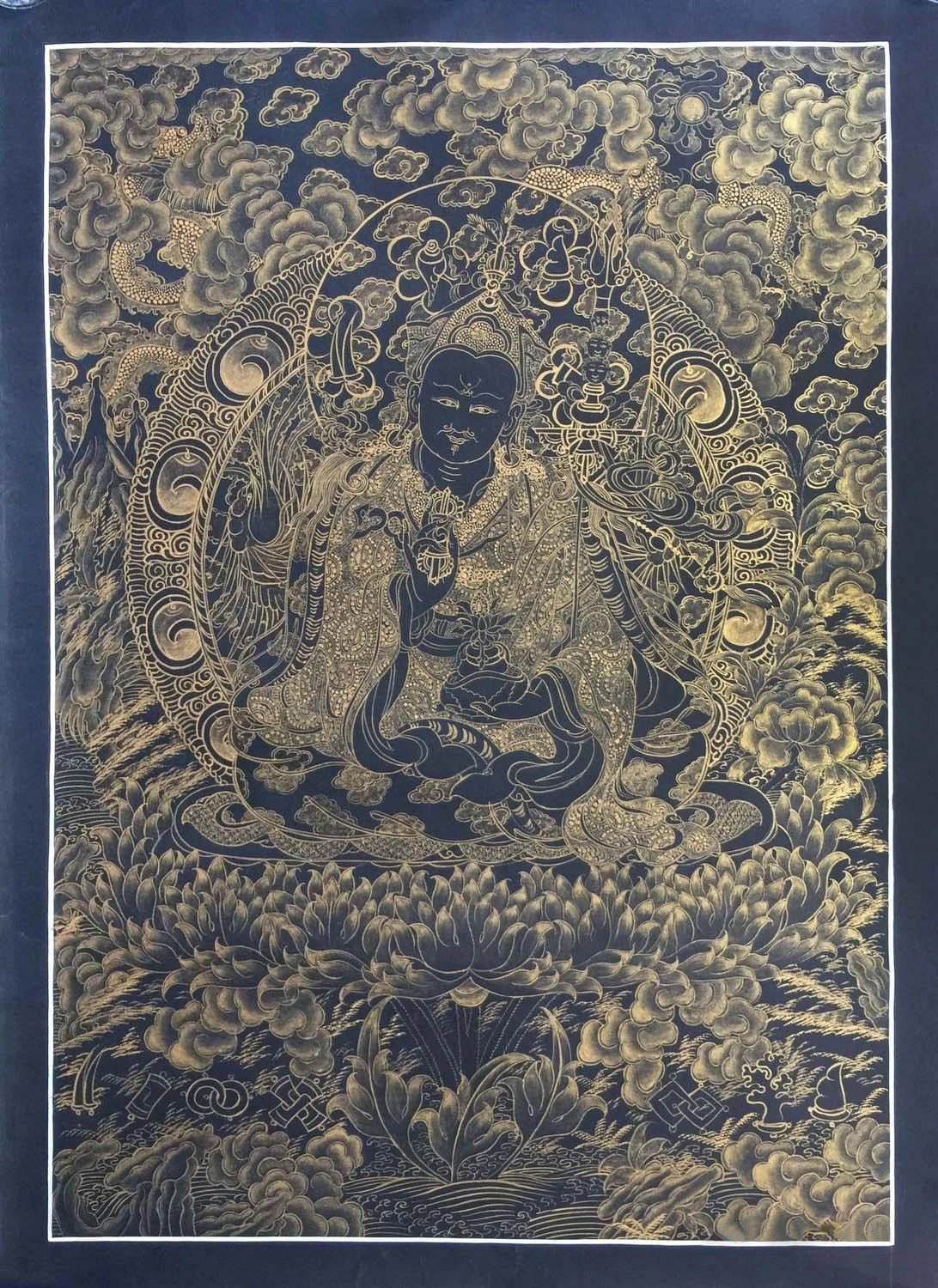 Exotic India Guru Rinpoche Kalo Sunaulo (Golden Black) Thangka ...