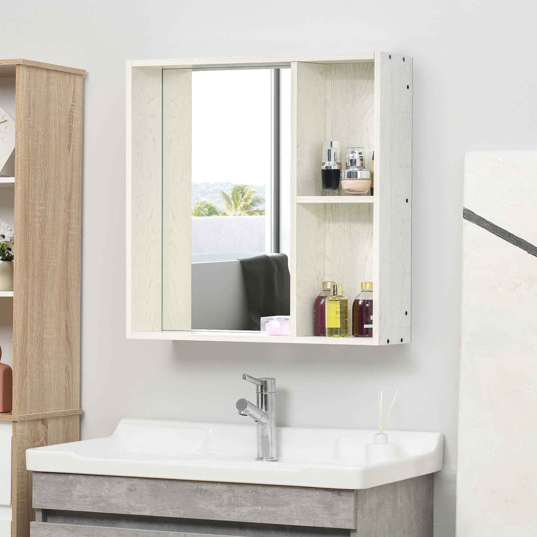 Latitude Run® 31.5" X 25.5" Mirror Bathroom Cabinet - 11 Lbs Shelf ...