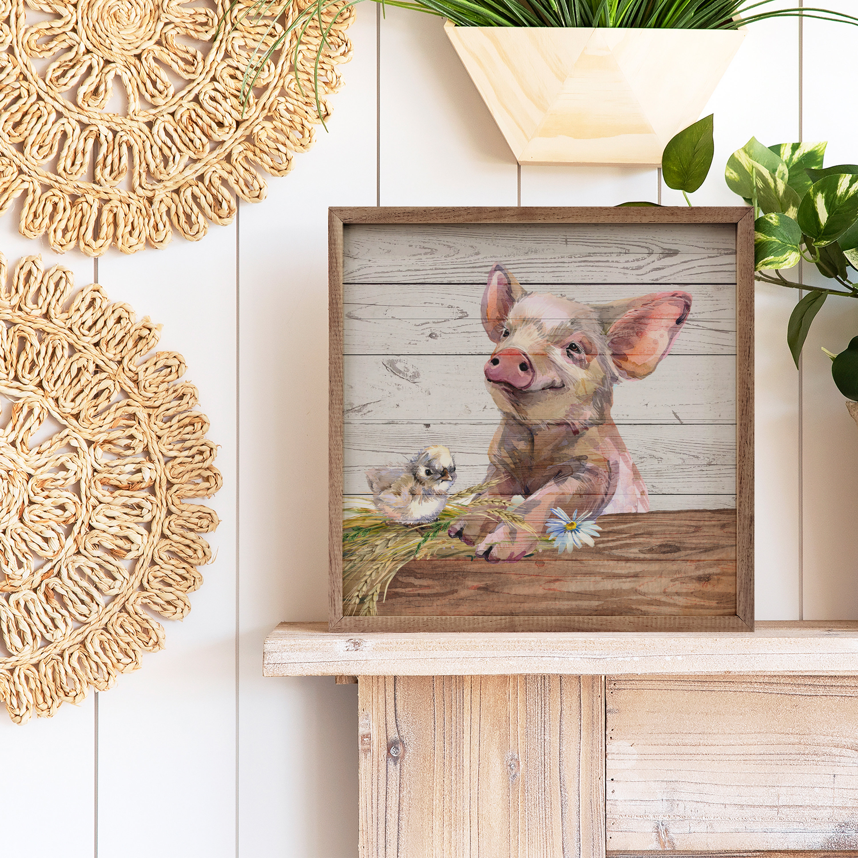 August Grove® Little Pig And Chick Whitewash - Wayfair Canada