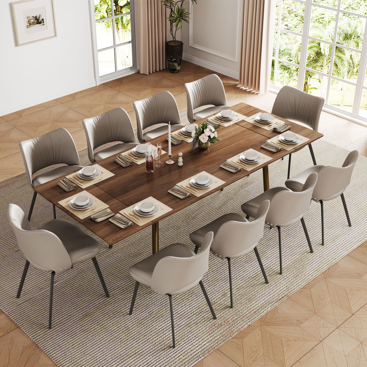 Mercer41 Lempres 62.9'' to 94.4'' Extendable Dining Tables for 6 to 12 ...